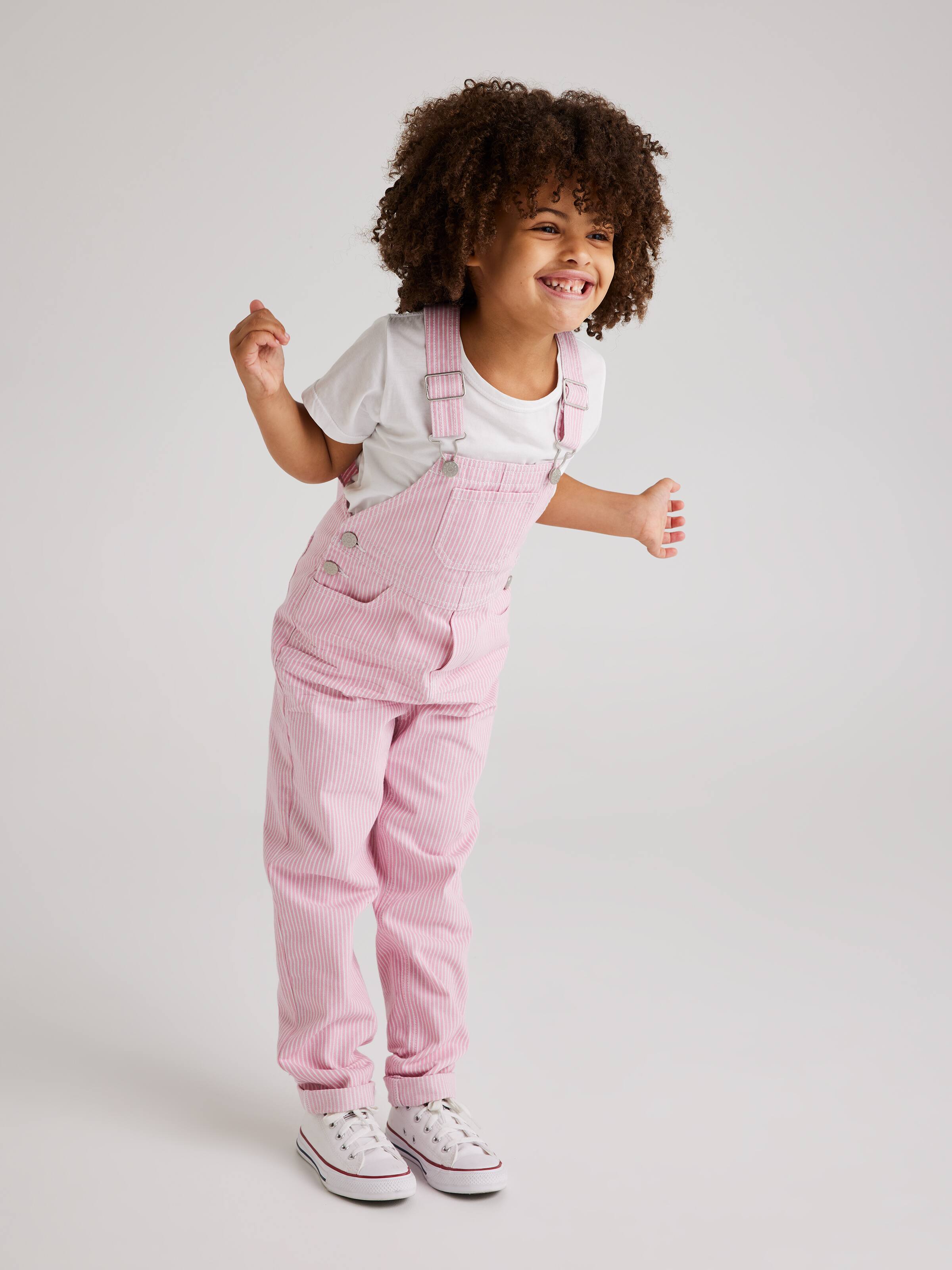 Junior Originals Dungaree Long Pink Stripe - Just Jeans Online