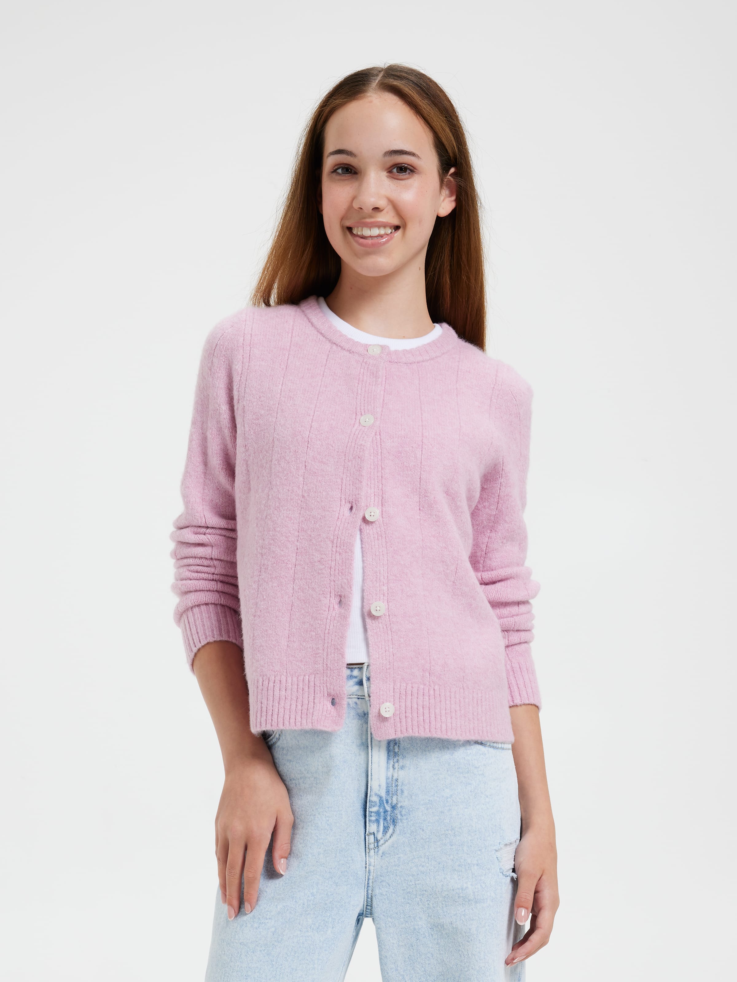 Girls Lola Cropped Cardi Pink Lavender - Just Jeans Online