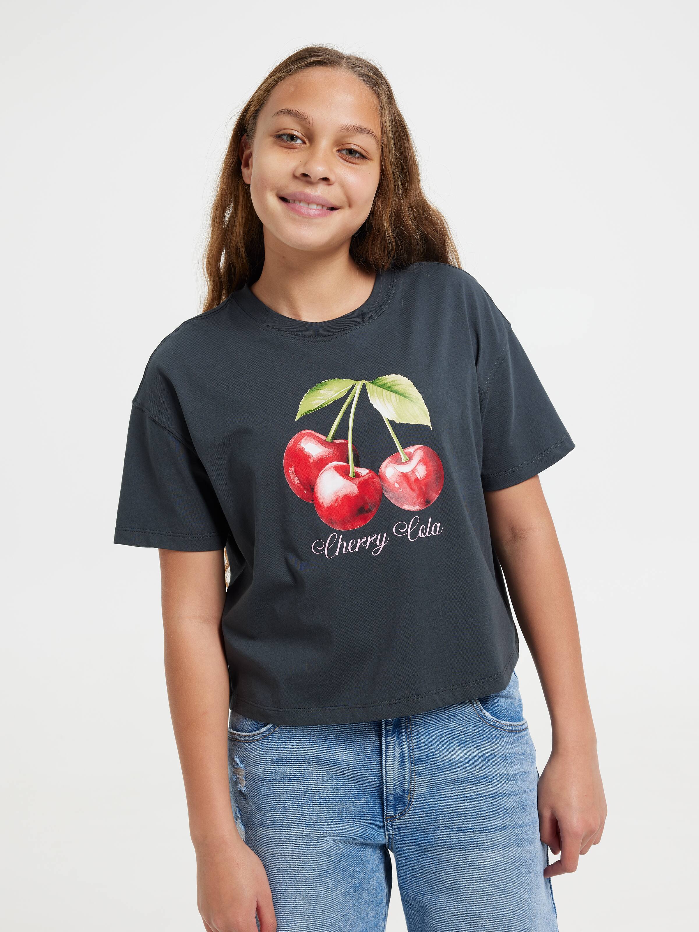 Girls Cherry Tee Washed Black - Just Jeans Online