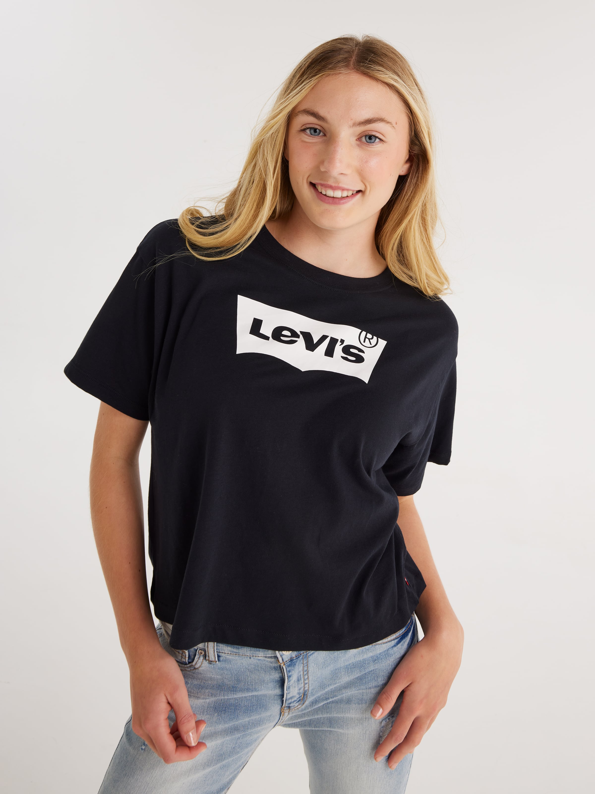 Girls Meet & Greet Batwing Tee Black - Just Jeans Online