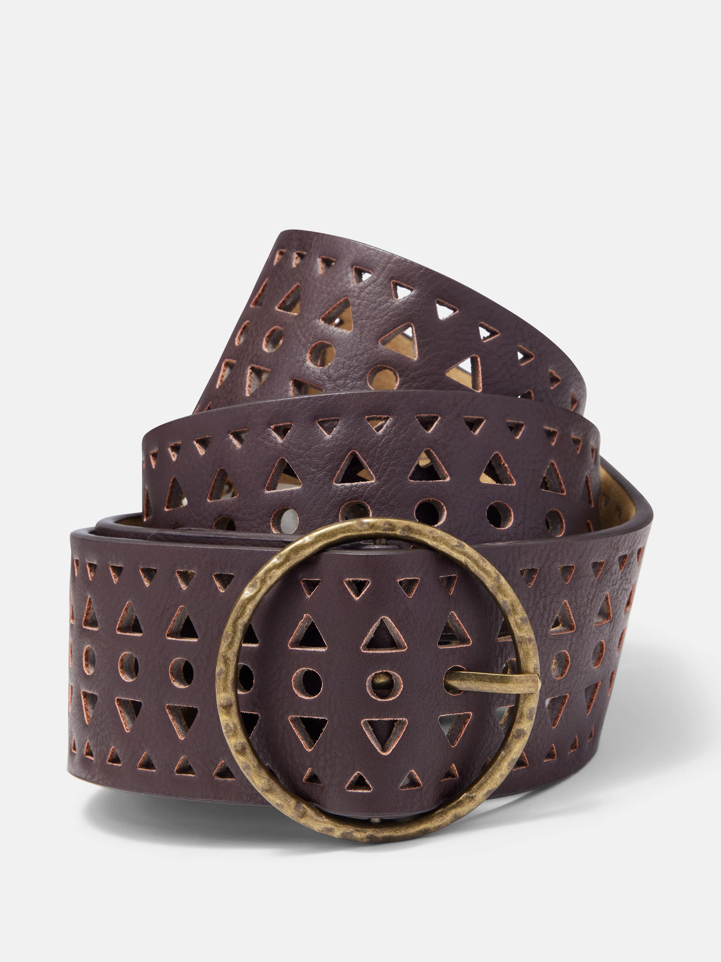 Tilly Lazer Cut Belt Chocolate - Just Jeans Online