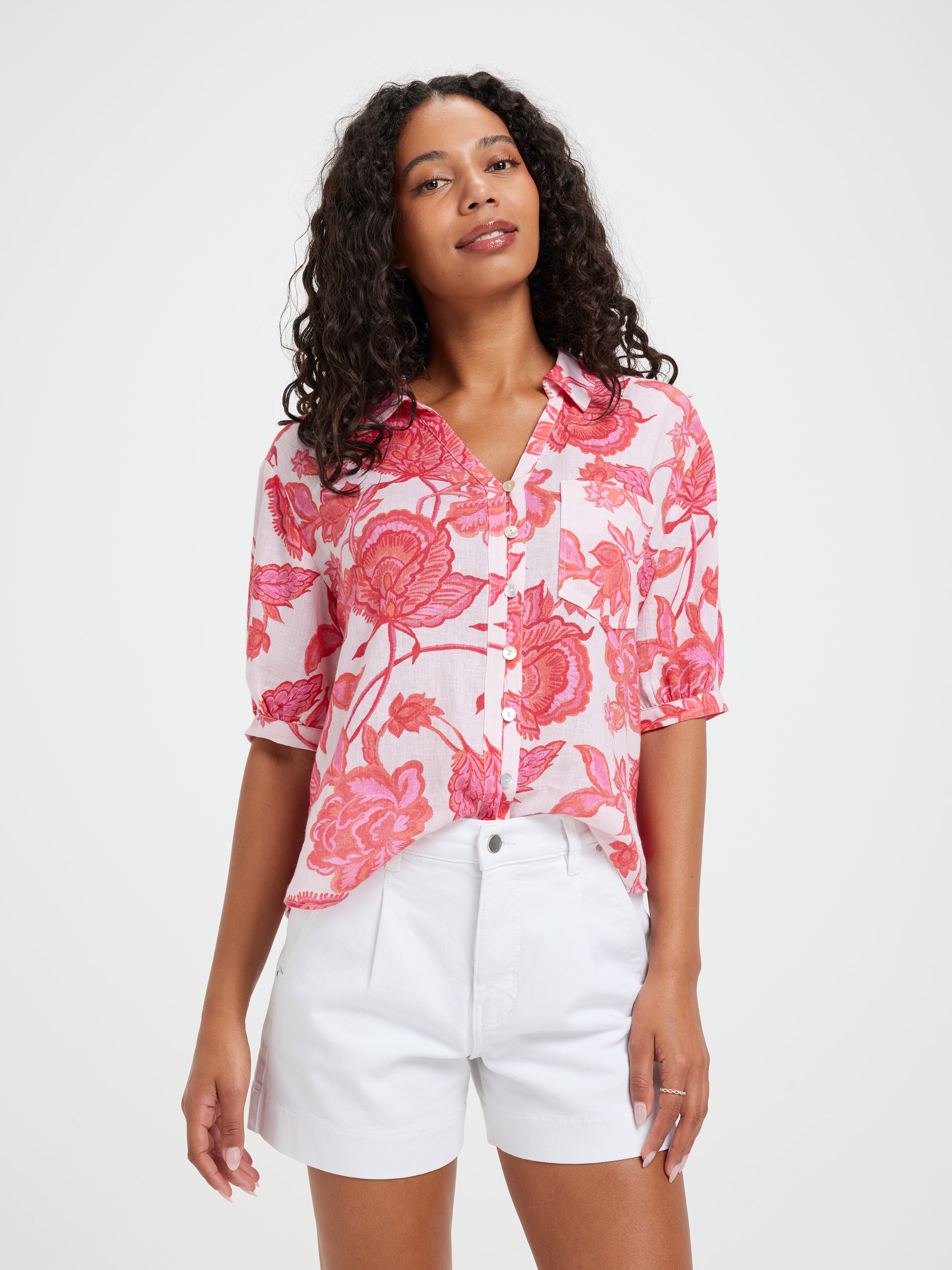 Tyra Short Sleeve Shirt Painterly Chintz - Just Jeans Online