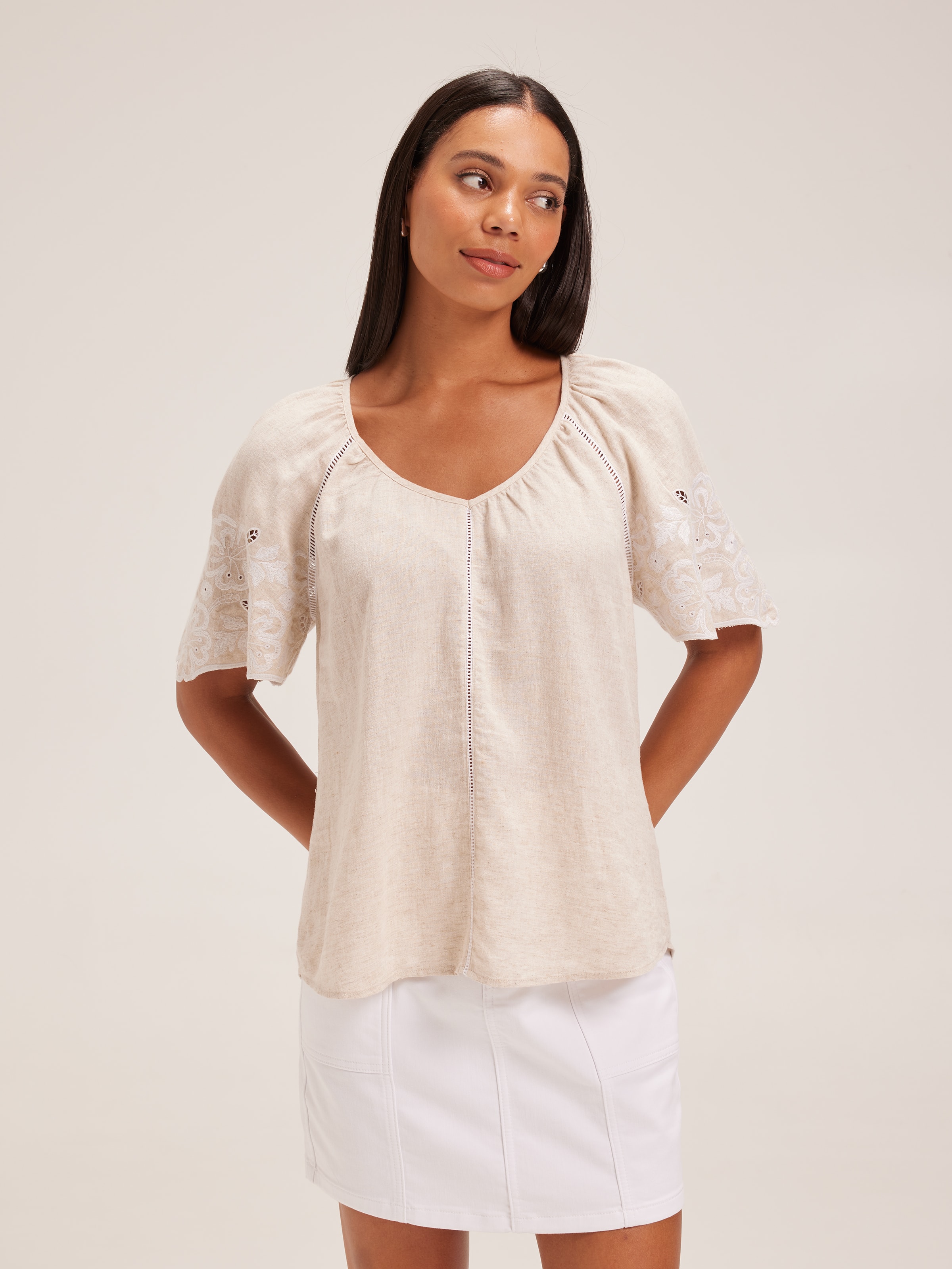 Sierra Embroidery V Neck Blouse - Just Jeans Online