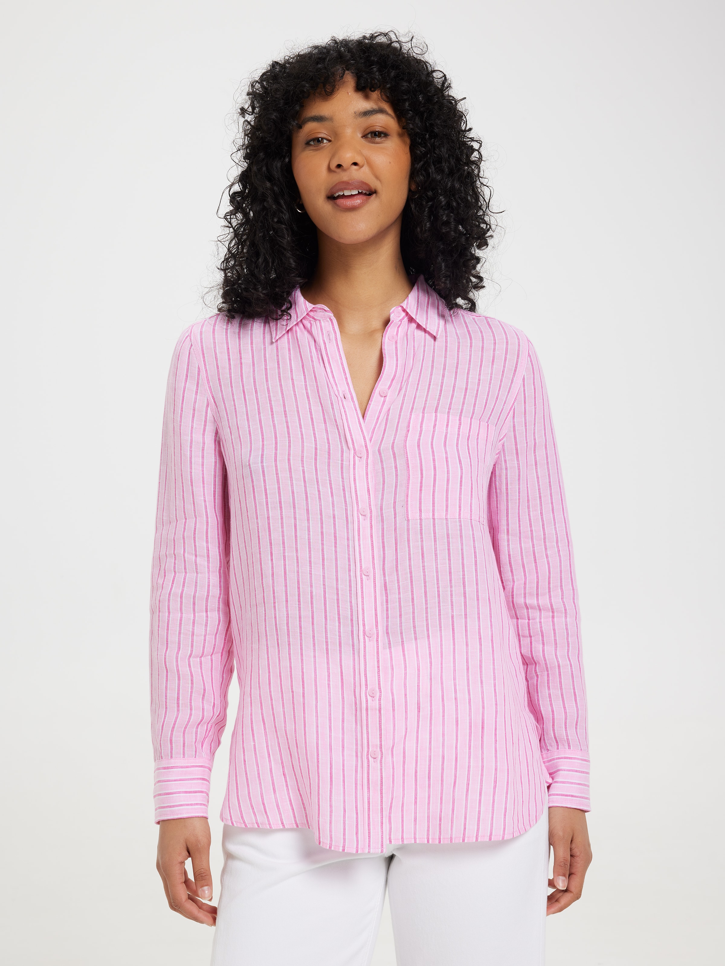 Marlow Linen Shirt Candy Cane Stripe - Just Jeans Online