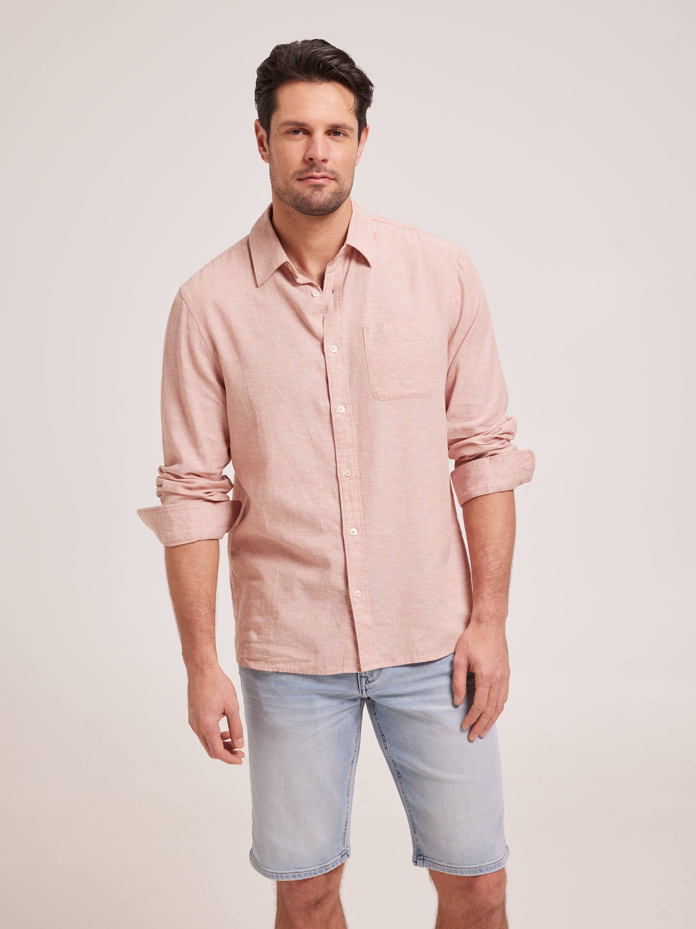 Linen Blend Cross Dye Shirt - Just Jeans Online