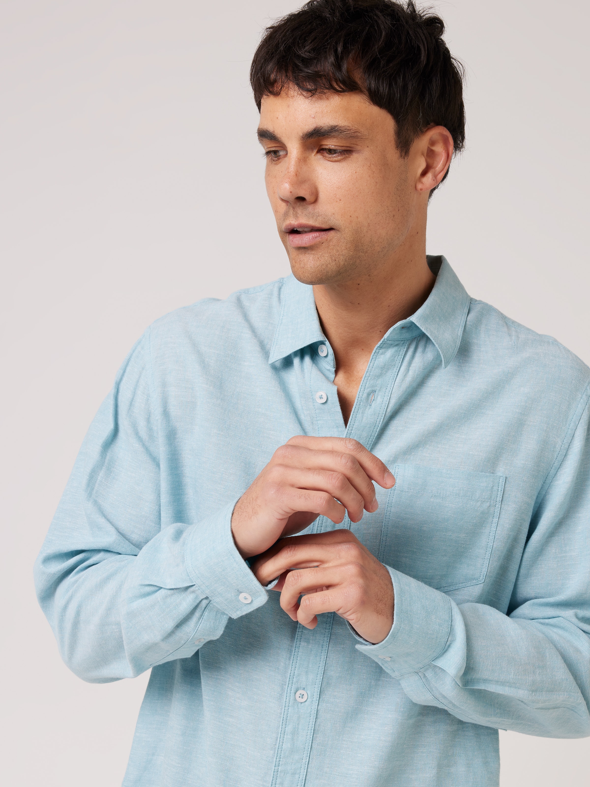 Long Sleeve Linen Blend Plain Shirt Just Jeans Online long-sleeve-linen-blend-plain-shirt-just-jeans-online