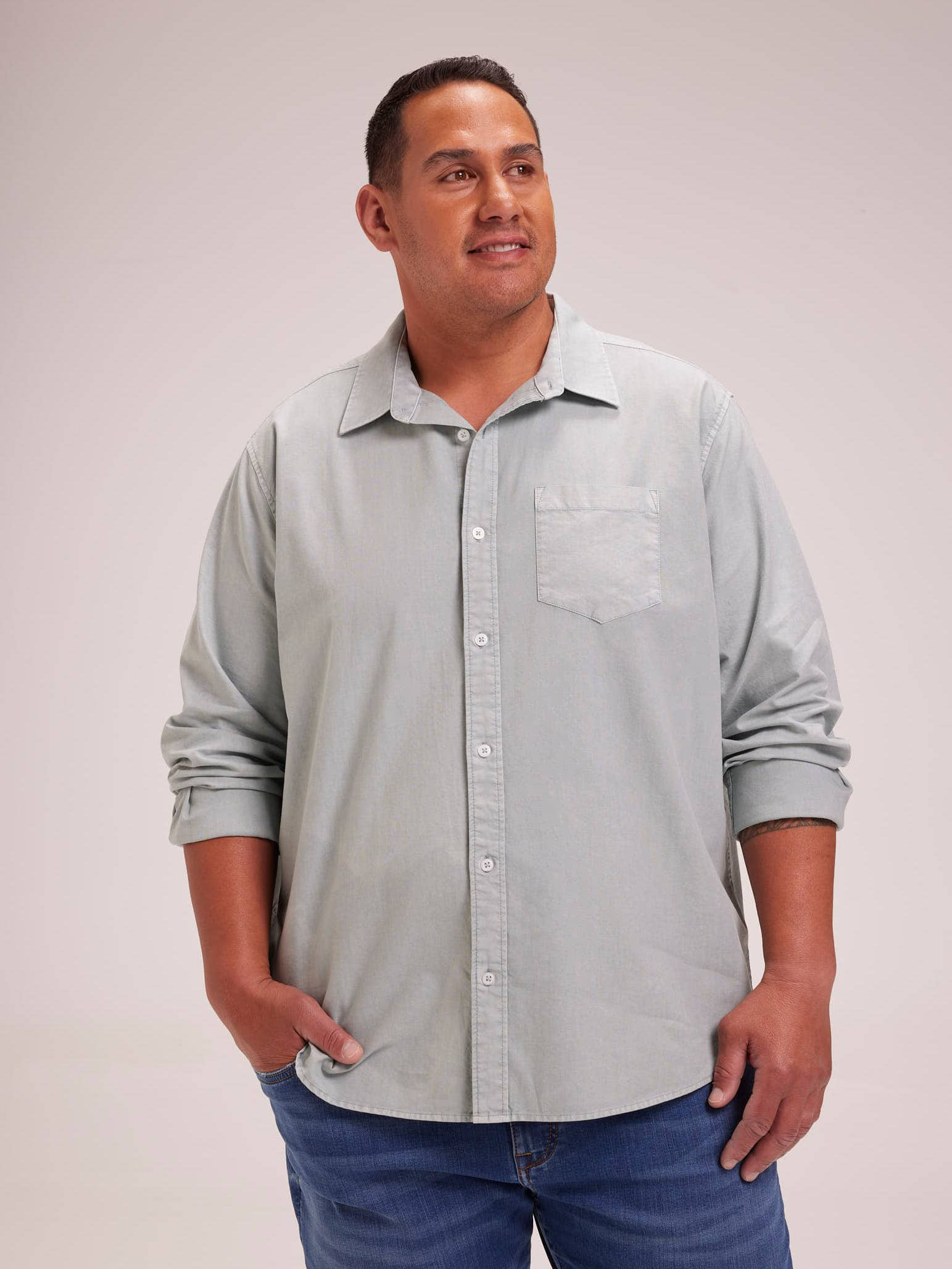 Extended Long Sleeve Vintage Oxford Shirt - Just Jeans Online