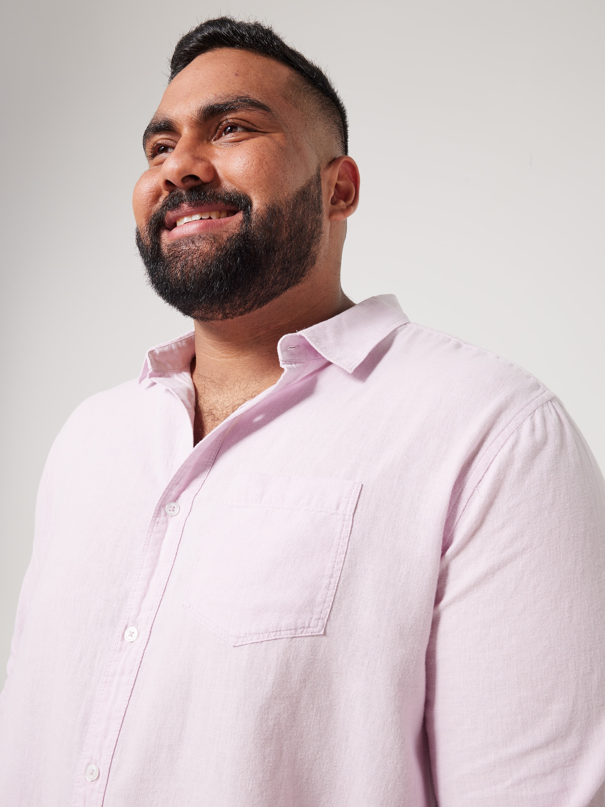 Extended Long Sleeve Linen Blend Plain Shirt - Just Jeans Online